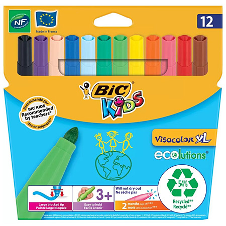 Bic Kids Visacolor XL - étui en carton - assortiment de feutres de ...