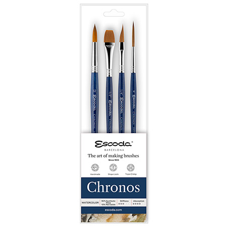 Escoda Chronos - 4 watercolour brushes set - synthetic & natural fibres ...
