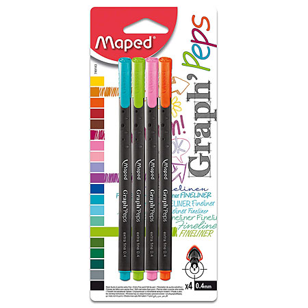 Maped Graph'Peps - 4 assorted fineliners (0,4mm) - Schleiper - Complete ...