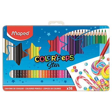 Maped Color Peps Star - metal tin - assorted coloured pencils ...